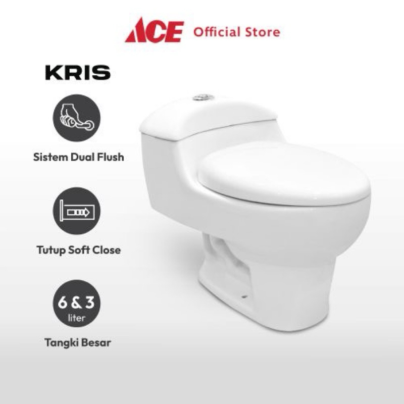 Jual Ace - Kris Kloset Duduk Monoblock - Putih Toilet Closet Wc Duduk Toilet Seat Perlengkapan ...