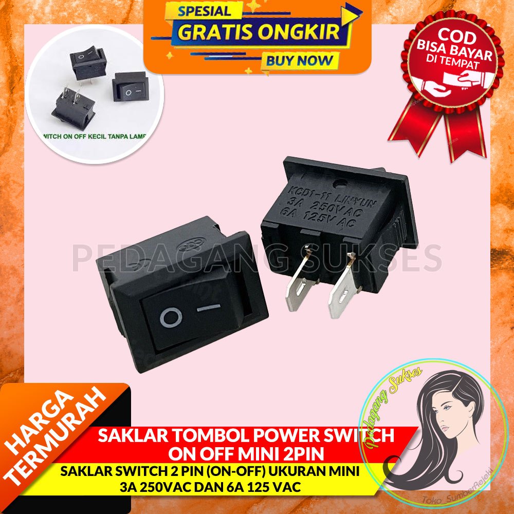 Jual SAKLAR TOMBOL POWER SWITCH ON OFF MINI 2PIN KOTAK BLACK ECER ...