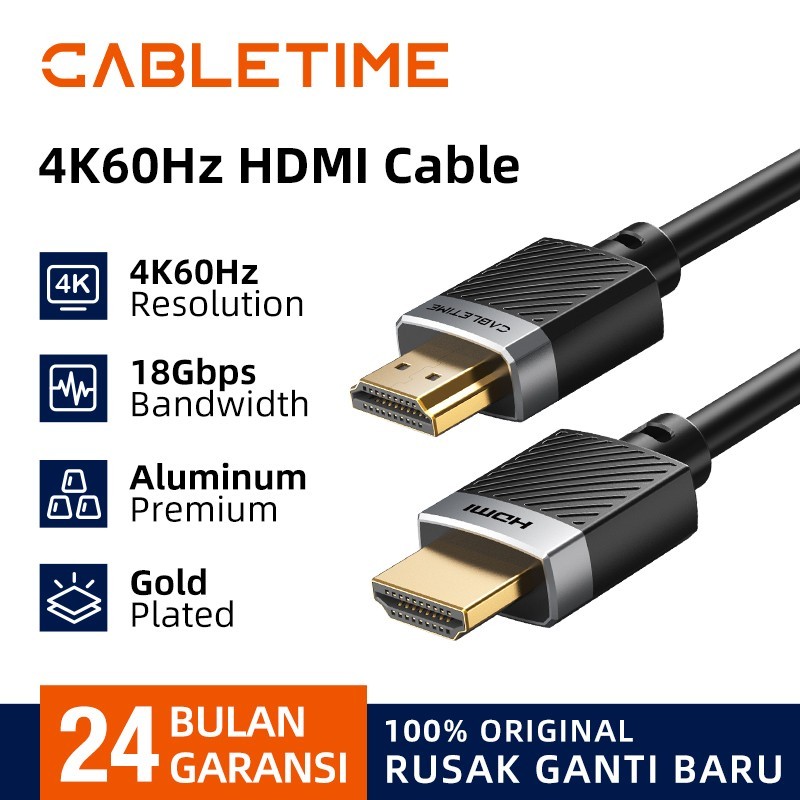Jual CABLETIME Kabel HDMI Male to Male 2.0 Ultra HD 4K 1080p Cable HDR ...