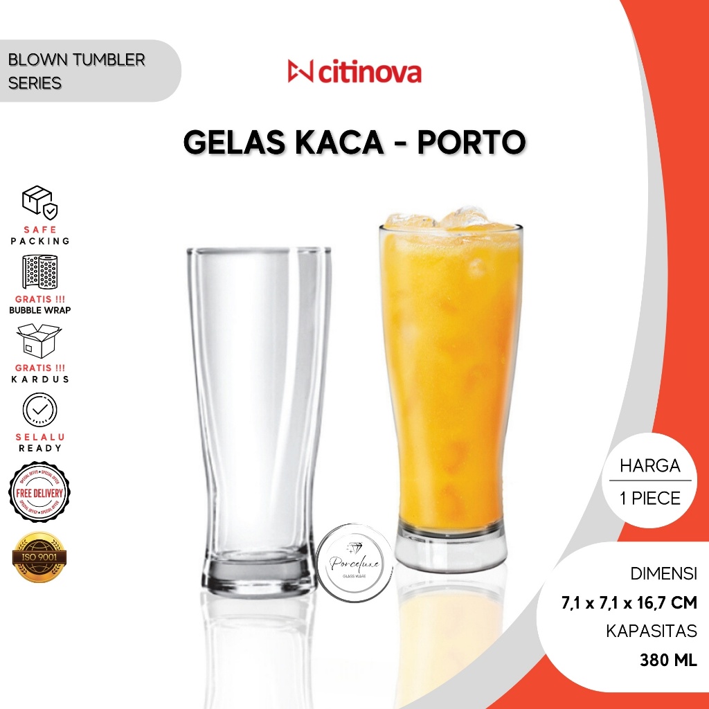 Jual Citinova Highball Glass Porto 380 ml Gelas Kaca Bening Cangkir Mug ...