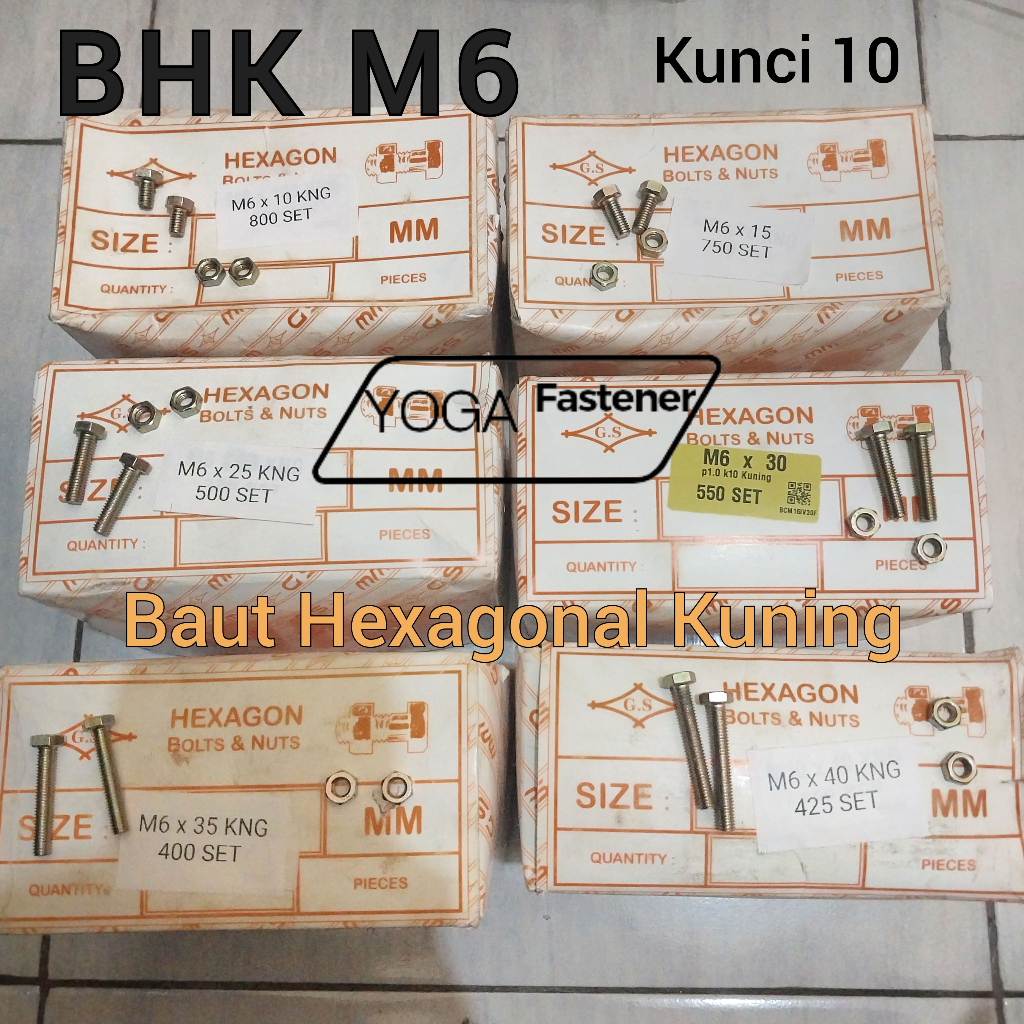 Jual 1 Dus Baut dan Mur BHK M6 Hexagon ukuran M6x10 sampai M6x100 kunci 10 | Shopee Indonesia