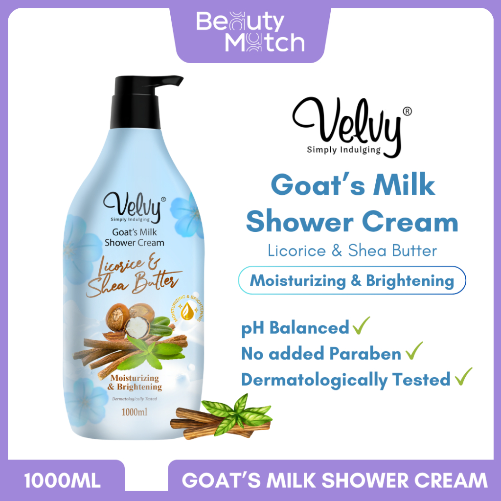 Jual Velvy Goat's Milk Shower Cream Licorice & Shea Butter - 1000ml ...