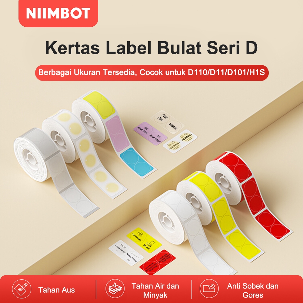 Jual NIIMBOT D11/D110/D101 Stiker Bulat Kertas Termal 12-15mm Tahan Air ...