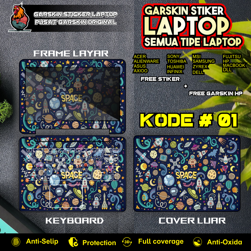 Jual Garskin Stiker Laptop Motif Baru Kode # 01 - 05 Untuk laptop Asus ...