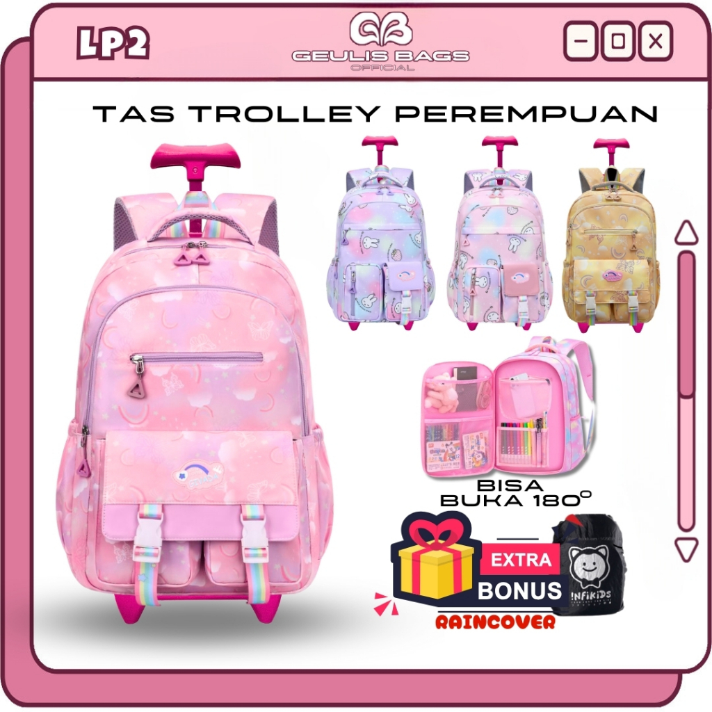 Jual GEULIS BAGS Tas Trolley Sekolah Anak SD Ransel Dorong Perempuan ...
