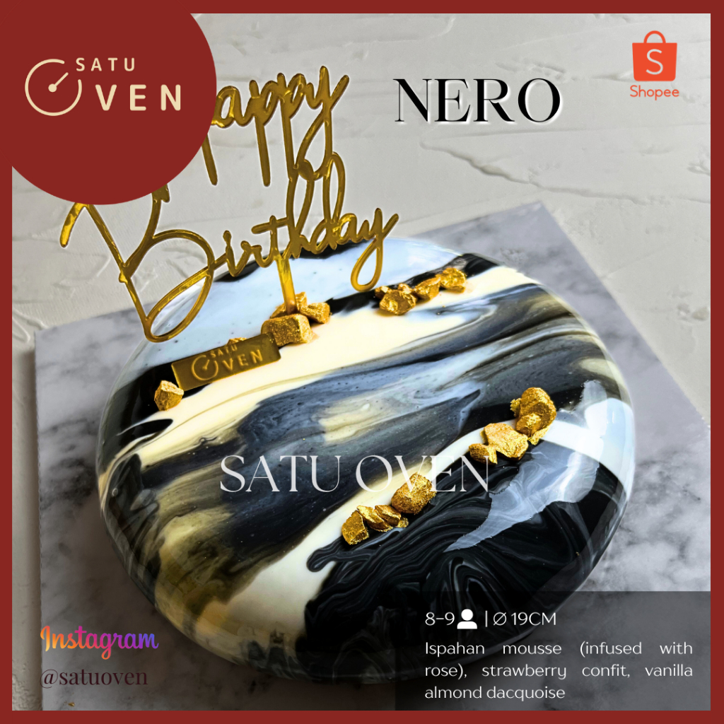 Jual Cake - NERO Entremet Mousse Cake Rose Lychee Mirror Glaze 19cm ...