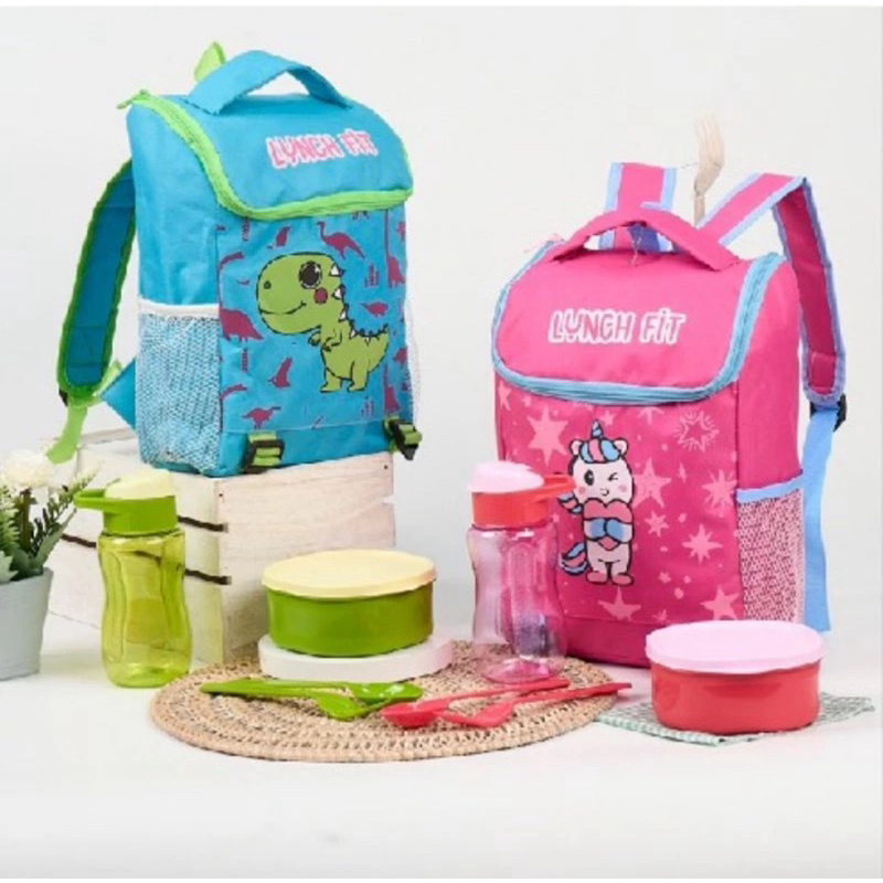 Jual WOOMII Tas ransel Unica lengkap dengan kotak botol sendok garpu / Backpack anak / Kotak ...