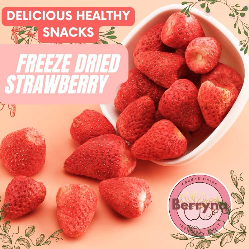 Jual Berryna 30g Strawberry Freeze dried snack keripik Buah Strawberry sehat cemilan Garing ...