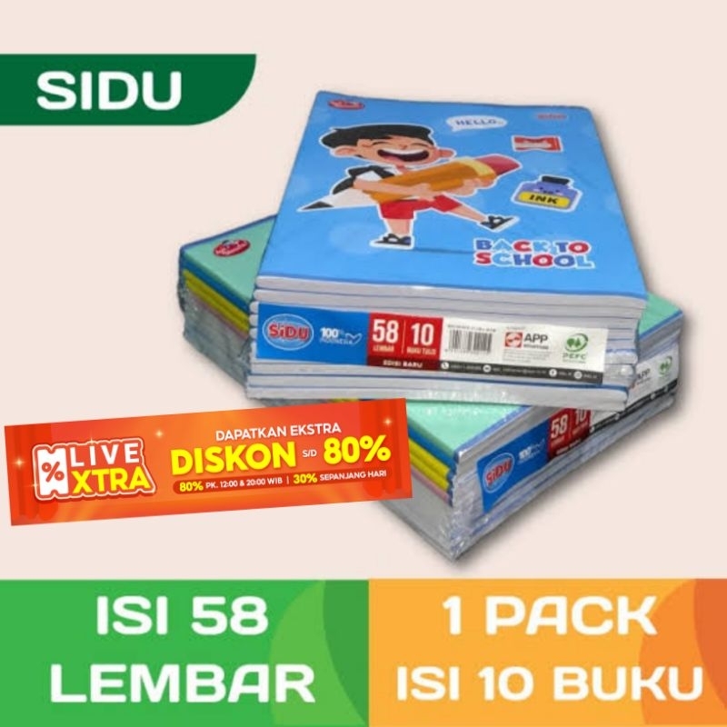 Jual BUKU TULIS SINAR DUNIA 58 LEMBAR / SIDU EB 58 PACK ISI 10 PCS ...