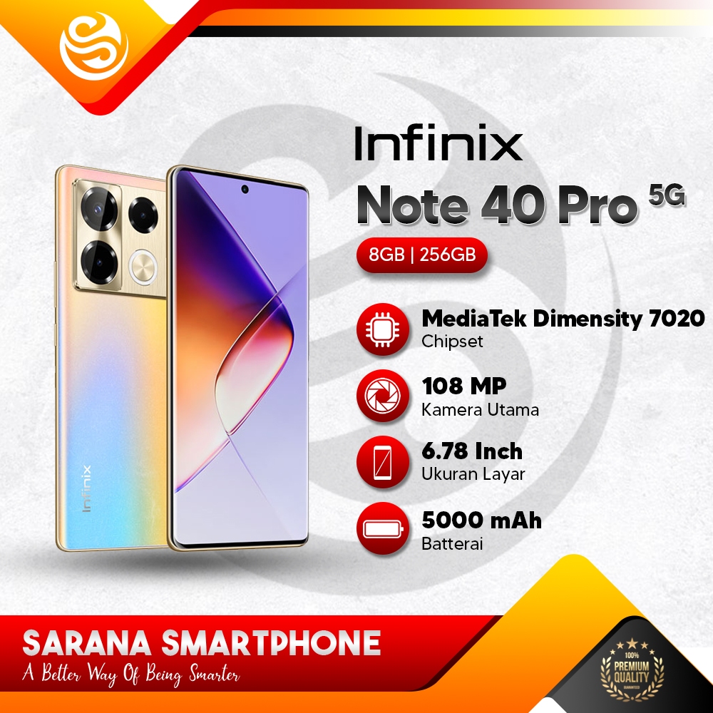 Jual Infinix Note 40 Pro 5G 8/256GB Up to 16GB Extended RAM Dimensity 7020 Amoled 108MP OIS 100W ...