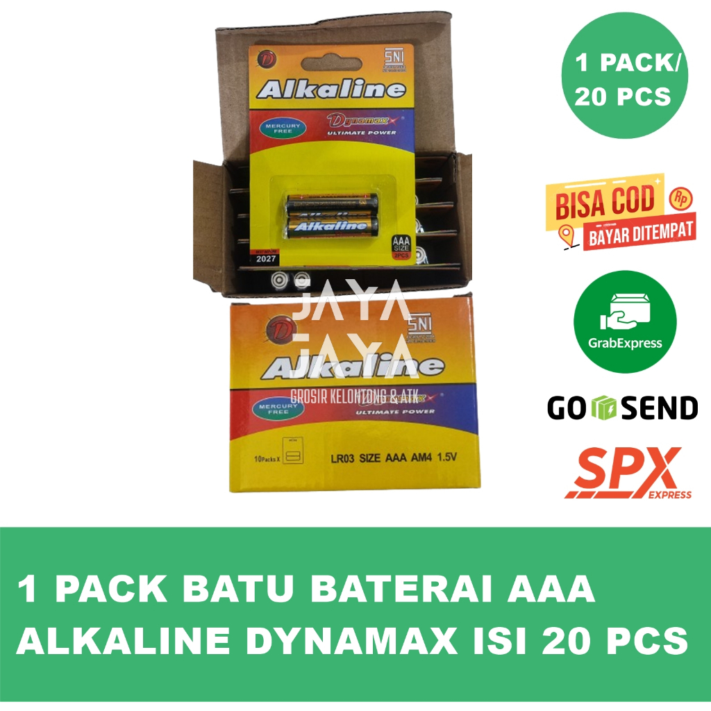 Jual 1 Pak Batu Baterai AAA ALKALINE DYNAMAX Isi 20 Pcs BATERAI JAM ...