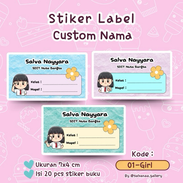 Jual STIKER LABEL MATA PELAJARAN CUSTOM NAMA ISI 20 PCS - STIKER NAMA ...