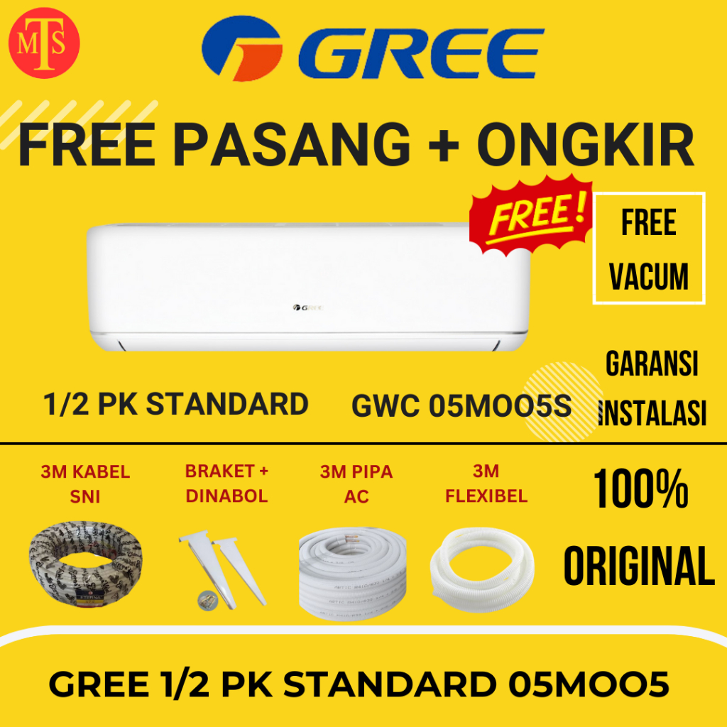 Jual AC GREE 1/2 PK STANDARD GWC 05MOO5S SPLIT UNIT + PASANG / AC GREE ...