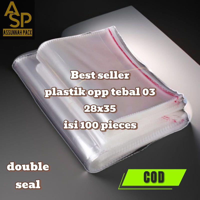 Jual Plastik OPP seal lem 28x35 cm / Plastik OPP 28x35 isi 100 lembar ...