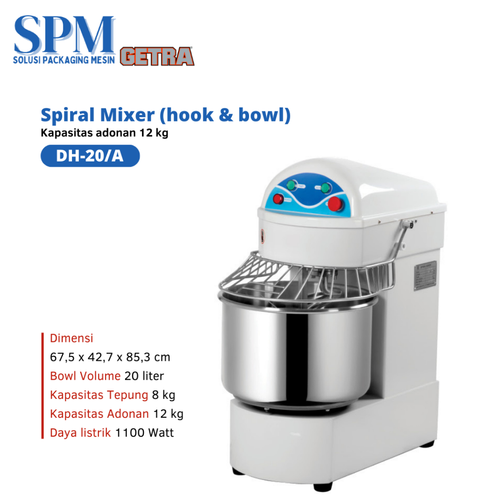 Jual Spiral Mixer 20 Liter Getra Mixer Adonan Kapasitas Besar DH-20/A ...
