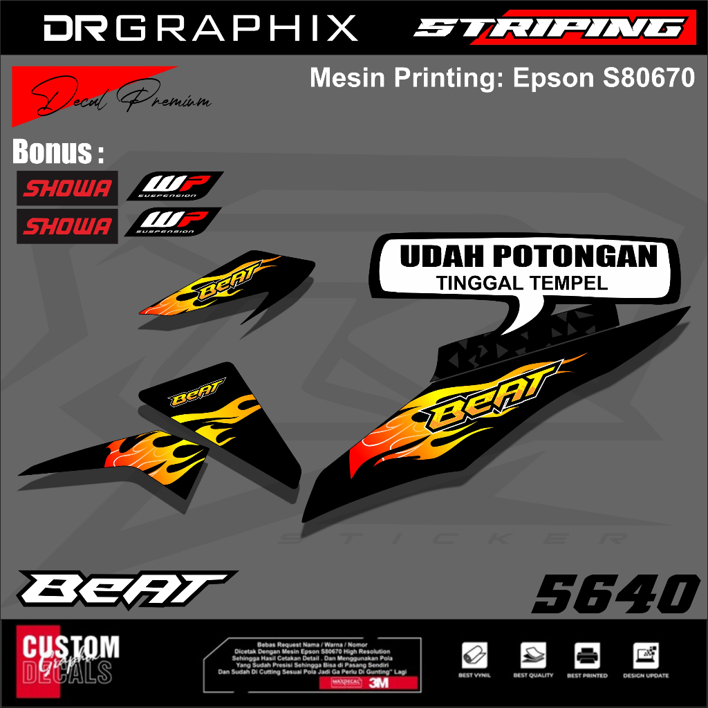 Jual COD/LIS VARIASI Sticker Striping BEAT FI 2013 2014 2015 Lama ...