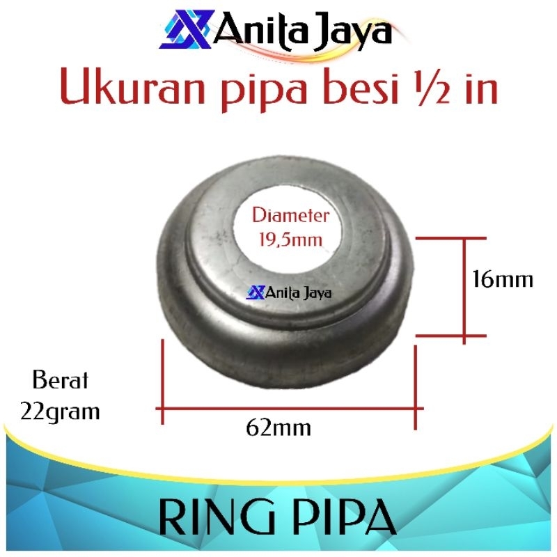 Jual ring pipa besi ½ in 1/2 in flange besi pipa diamer 19,5mm | Shopee ...
