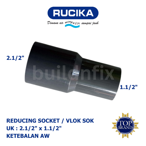 Jual RUCIKA REDUCING SOCKET / VLOK SOK PVC 2.1/2" x 1.1/2" AW (TEBAL ...
