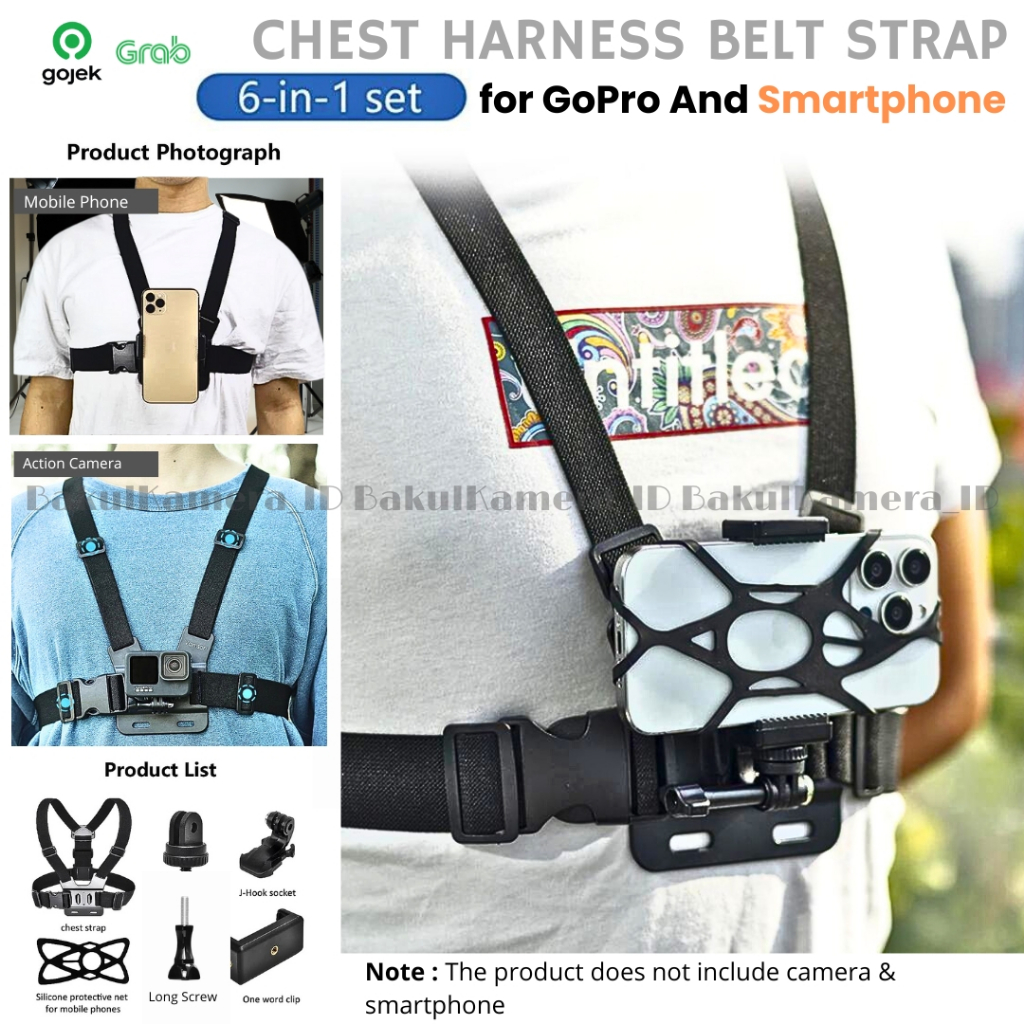 Jual 6PCS/Chest Strap Tali Dada Handphone & Mount Kamera Body Belt ...