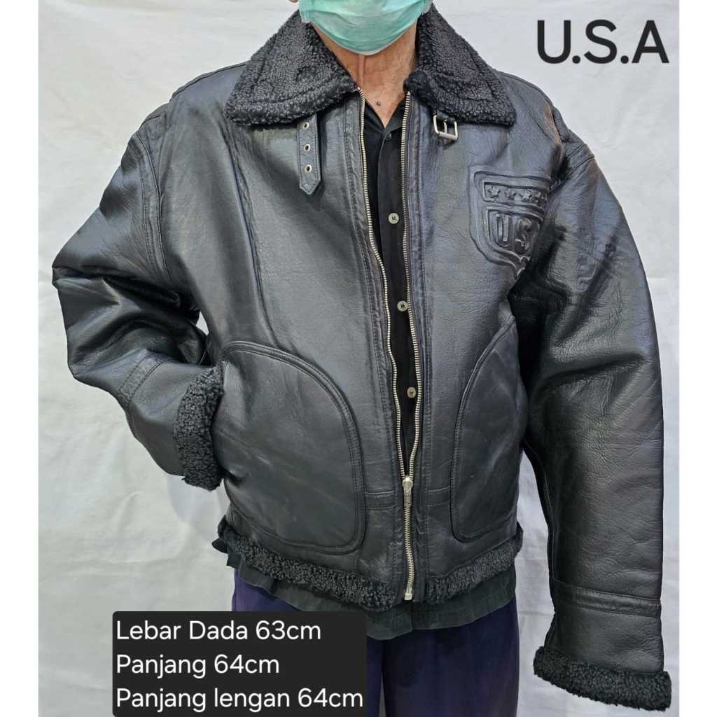 Jual jaket kulit original asli jaket polisi militer abri hitam motor ...