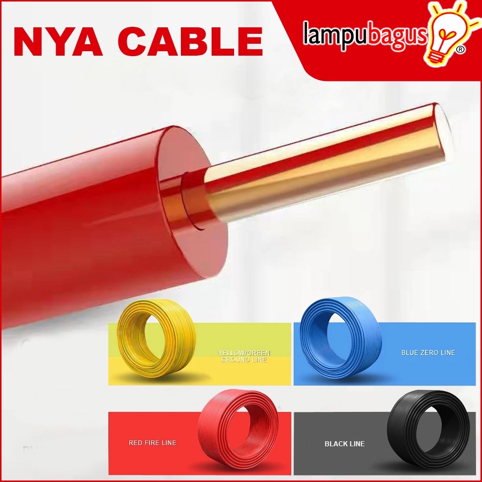Jual KODE E76D Kabel Listrik NYA Kabel Kawat NYA 15mm 25mm Kabel Tembaga Asli 5 Yard Full ...