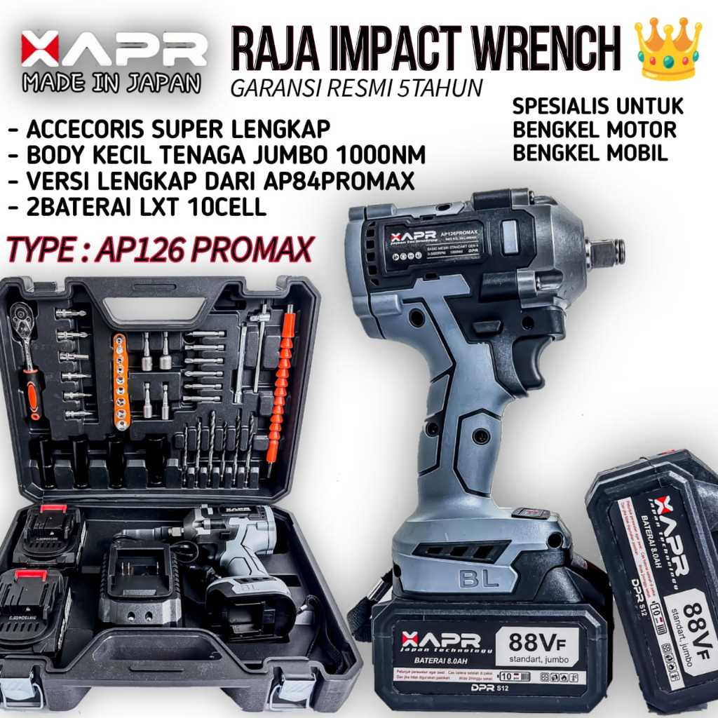 Jual APR RAJA IMPACT WRENCH AP126PROMAX 1000NM BODY KECIL TENAGA JUMBO ...