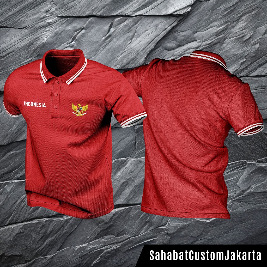Jual Kaos Polo Kerah Garuda 17 Agustus Merah Putih Premium | Shopee ...