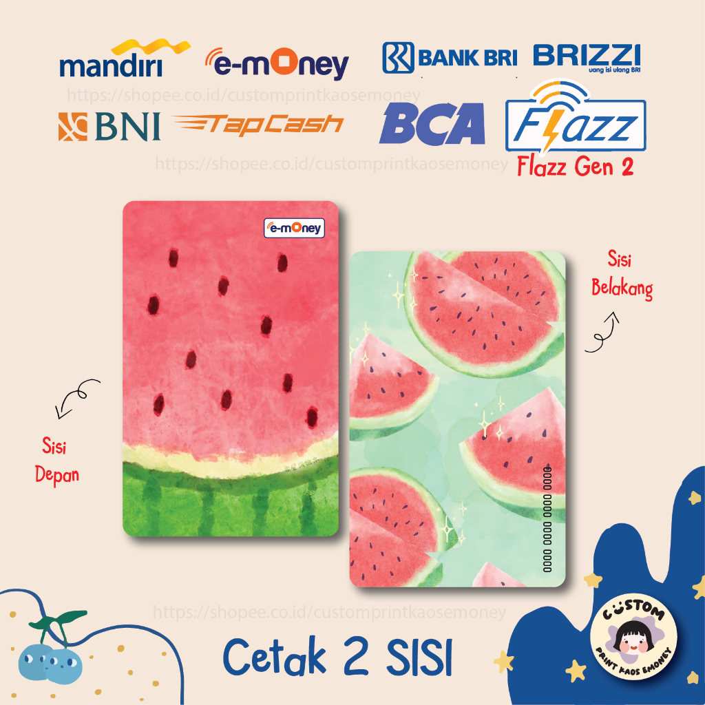 Jual KARTU E MONEY E TOLL FRUIT WATERMELON BUAH SEMANGKA SEGAR MANDIRI ...