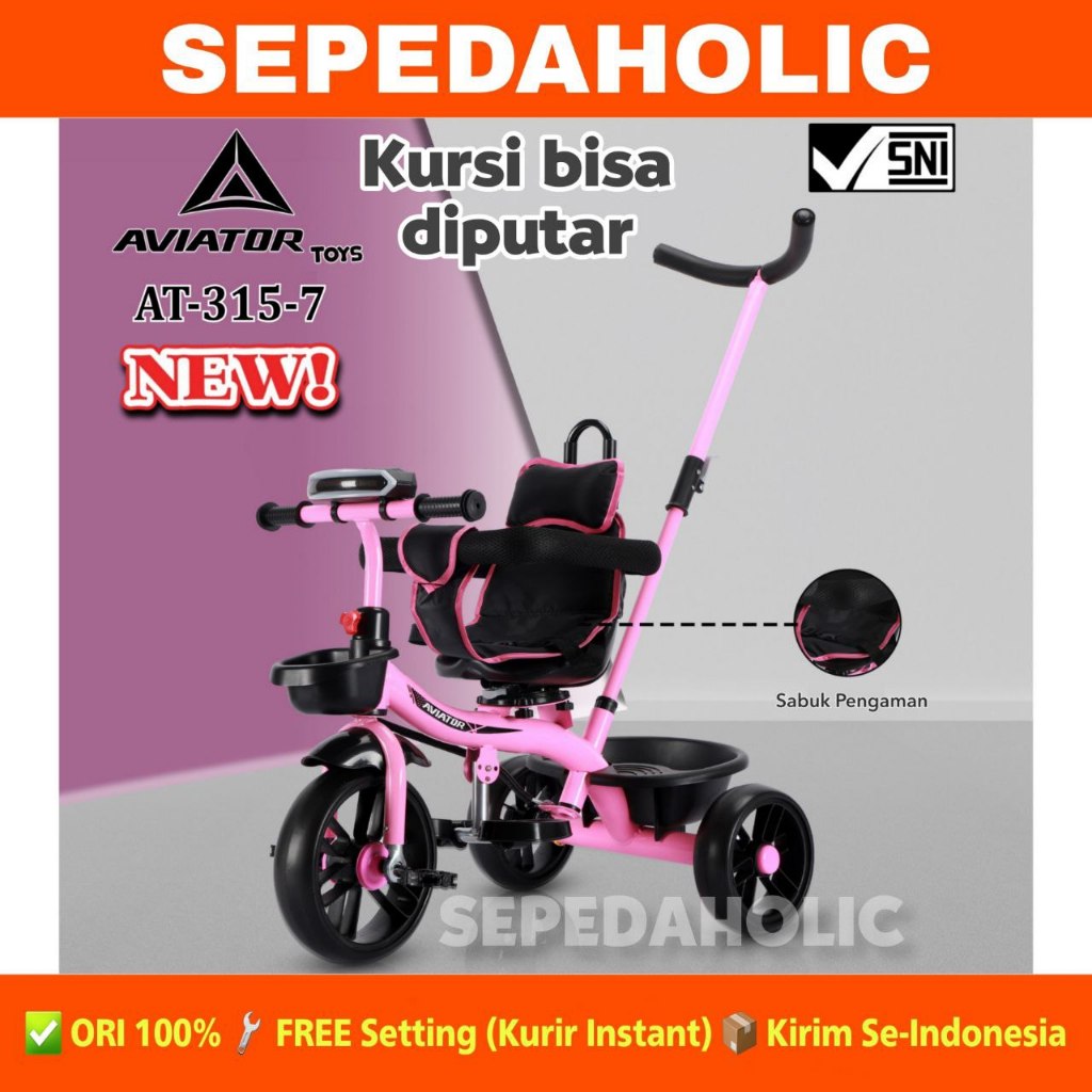 Jual Sepeda Roda Tiga AVIATOR AT 315-7 Kursi Putar Musik Tricycle ...