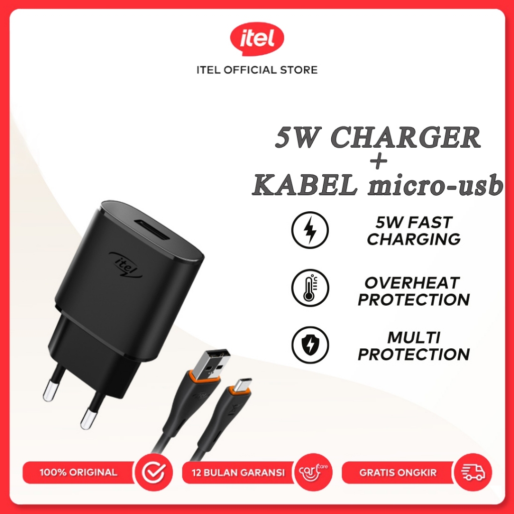 Jual Itel 5W Kepala Charger Kabel Micro USB Fast Charging ICW-051EM ...