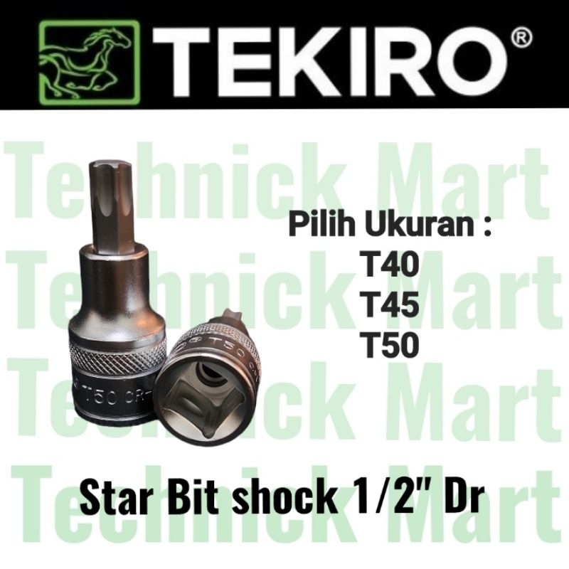 Jual TEKIRO star bit socket 1/2" Dr kunci L bintang T40 T45 T50 bisa untuk cakram honda dan ...