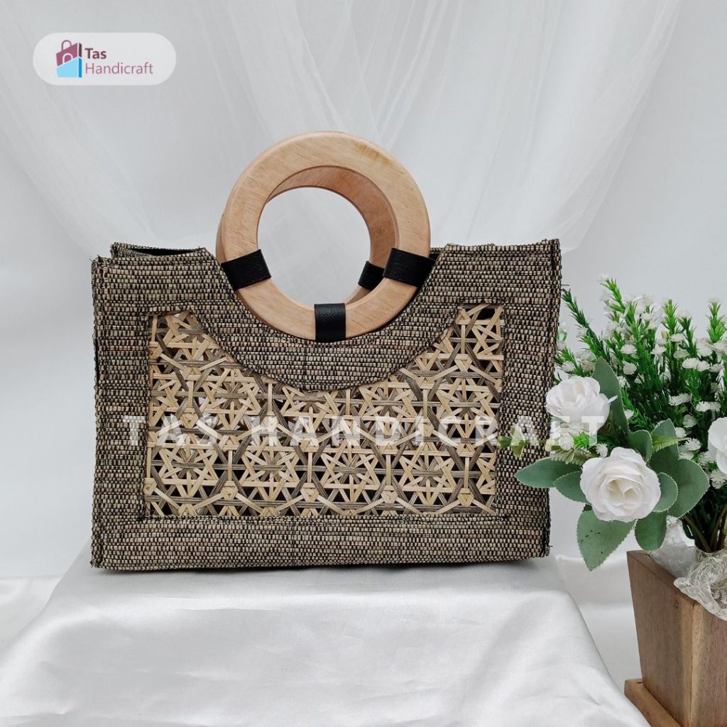 Jual Tas Hampers Parcel Anyaman Handle Kayu | Tas Anyaman Mendong Bambu ...