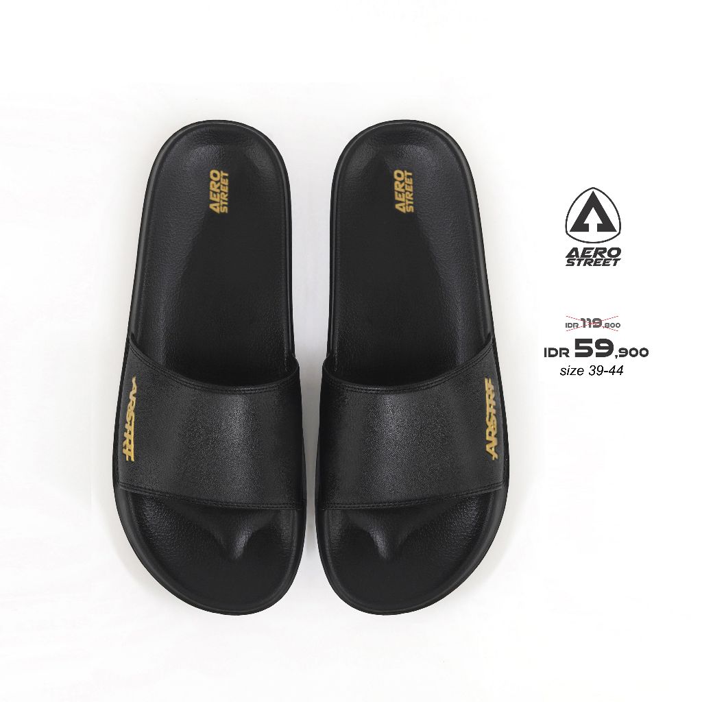 Jual Aerostreet 39-44 Eros Hitam Hitam - Sandal Sendal Selop Slip On ...