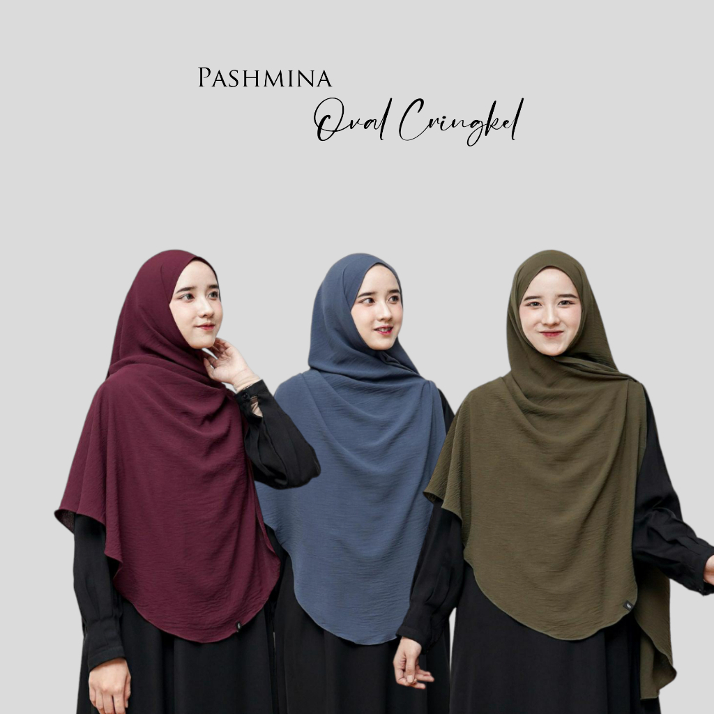Jual Pashmina Oval Jumbo Bahan Crinkle Airflow Hijab Pashmina Curve/Kerudung Oval | Shopee Indonesia