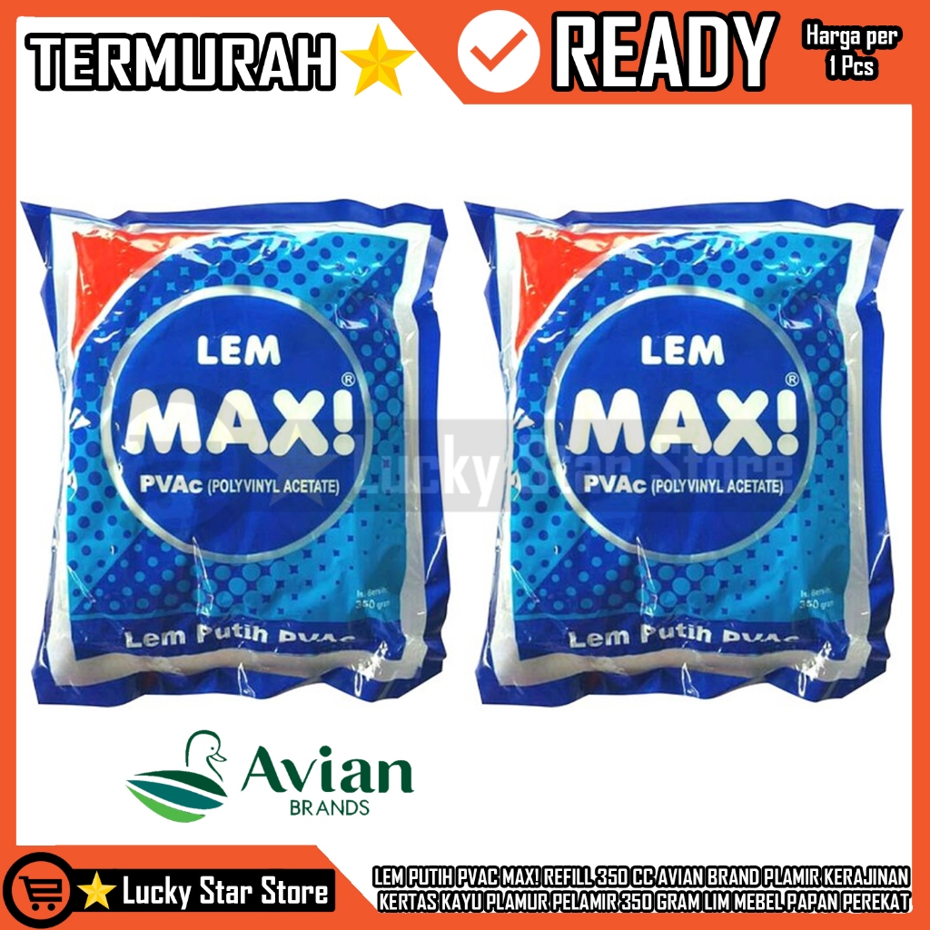 Jual Lem Putih Pvac Maxi Plamir Kerajinan Kertas Kayu 350 Cc Avian ...