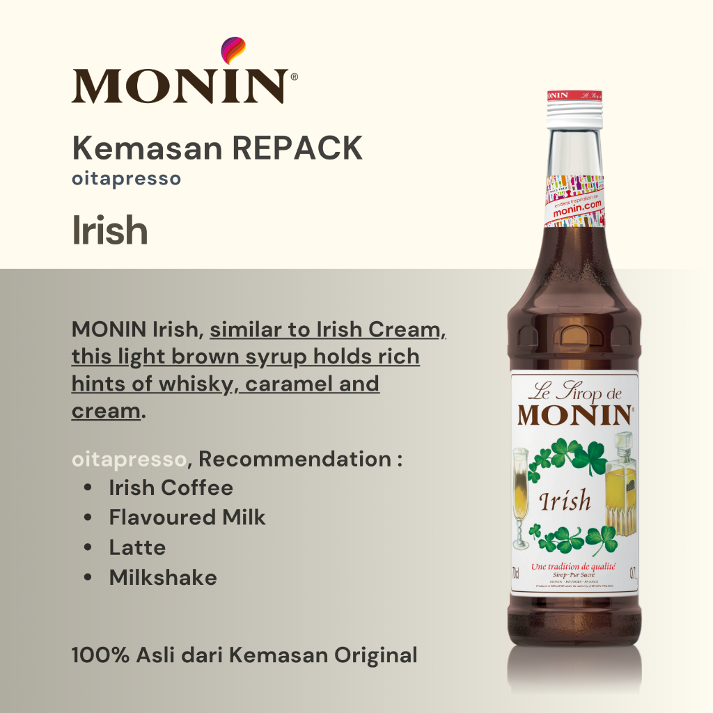 Jual REPACK - Monin Irish Syrup [100] g | Shopee Indonesia