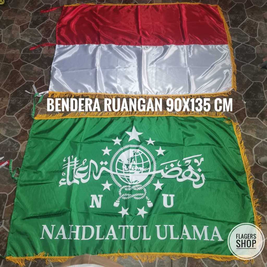 Jual [PAKET] Bendera Ruangan Indonesia + Nahdlatul Ulama Ukuran 90x135 ...