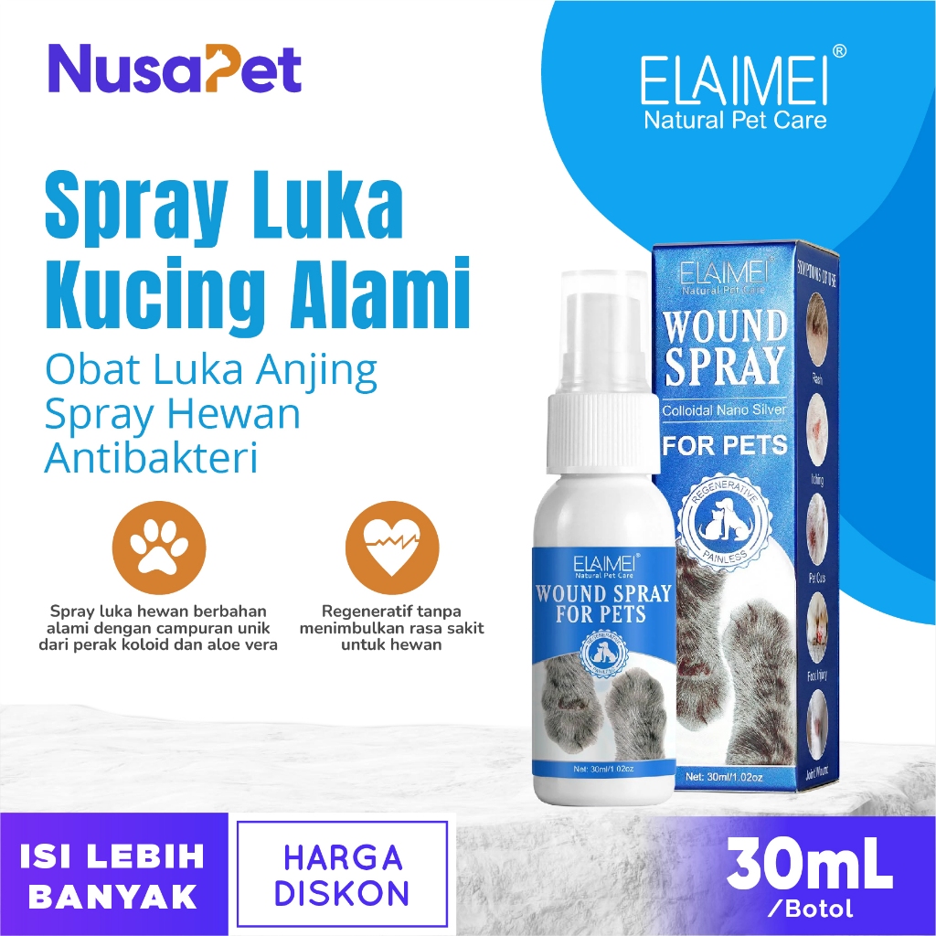 Jual Spray Luka Kucing Alami Elaimei - Obat Spray Luka Anjing - Nano ...