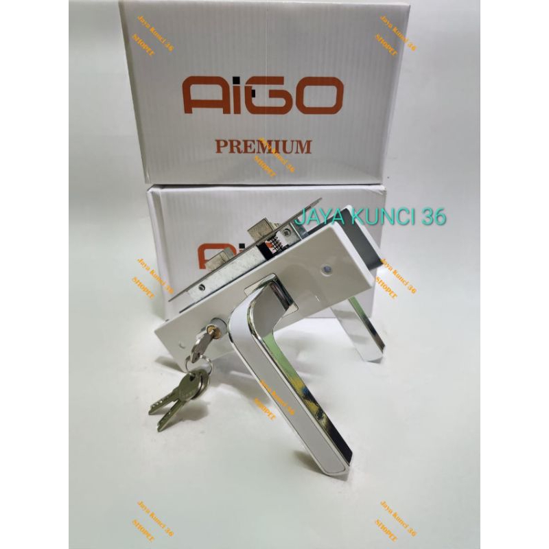 Jual Handle Kunci Pintu Tanggung PUTIH AIGO - Kunci Pintu Rumah Medium ...