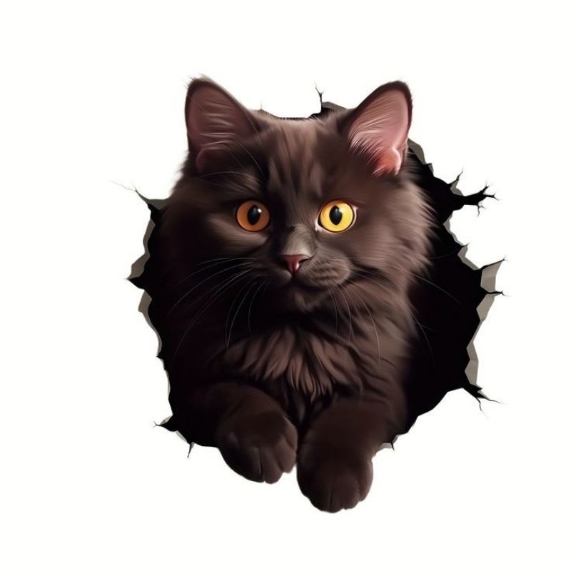 Jual stiker kucing 3d lucu size 15x20 cm print cut | Shopee Indonesia