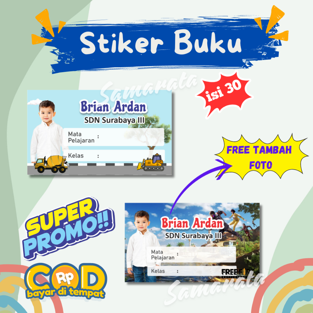 Jual Stiker Buku Mata Pelajaran Sekolah Anak Cowok Label Nama Anak ...