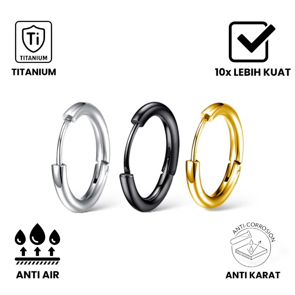 Jual Anting Tindik Model Hoop Titanium Pria dan Wanita Anting Bulat ...