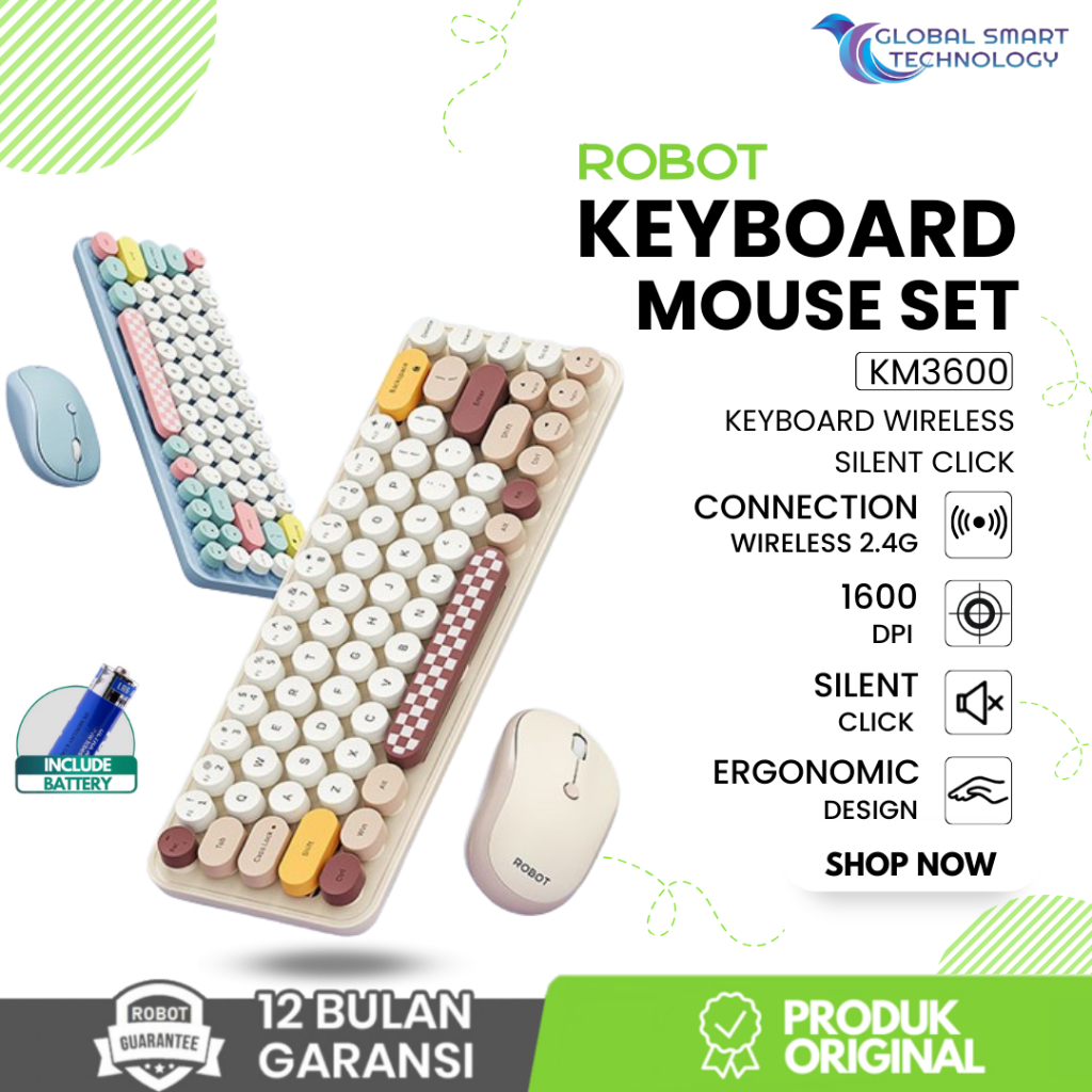 Jual ROBOT KM3600 Keyboard Dan Mouse Wireless Combo Set 2.4G Silent ...
