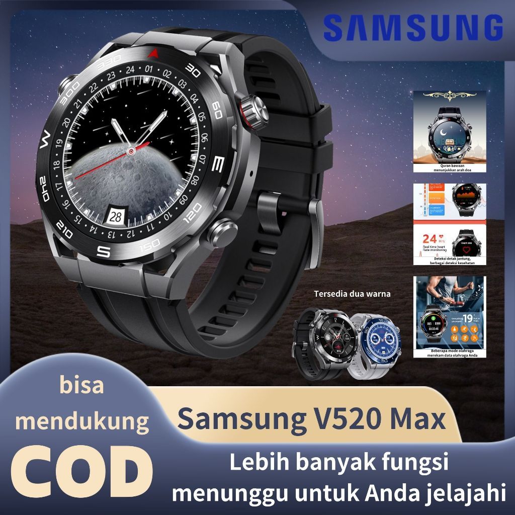 Jual Smartwatch V520 Jam tangan pria 1.46-inch Quran watch,prayer alarm clock,Qibla direction ...