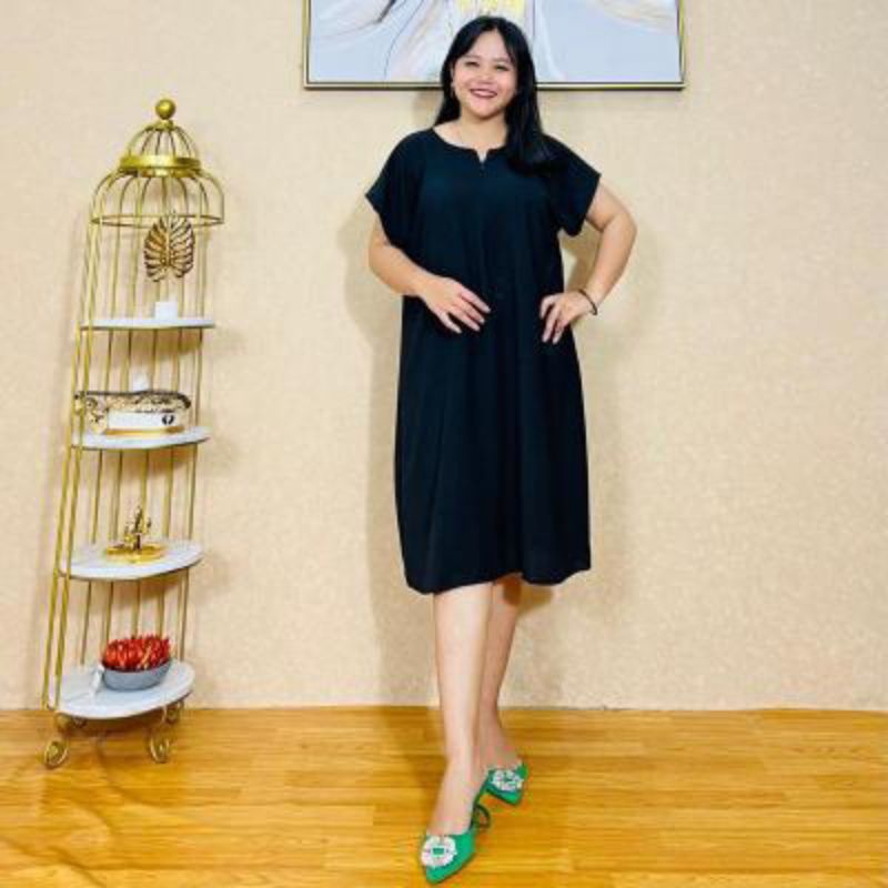 Jual Daster crinkle airflow resleting depan busui frenly dress crinkle polos | Shopee Indonesia