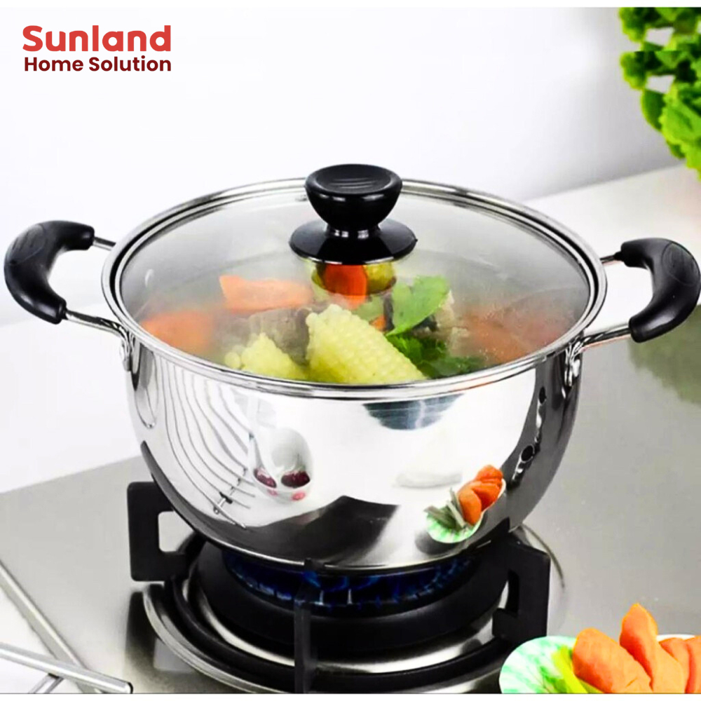 Jual SUNLAND Panci sup sop soup pot 20cm 22cm Stainless steel tutup ...