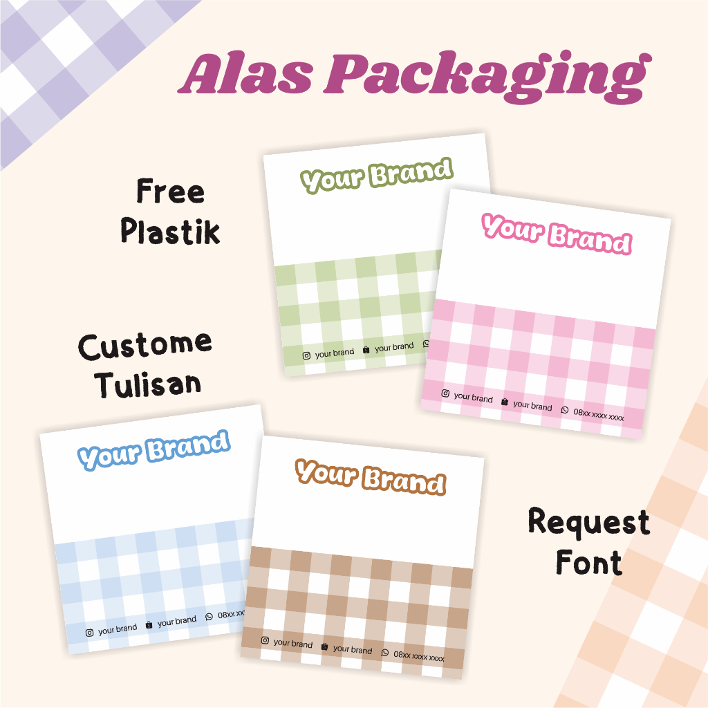 Jual [FREE PLASTIK] 9x9cm 10x10cm Alas Packaging Tema Gingham ...
