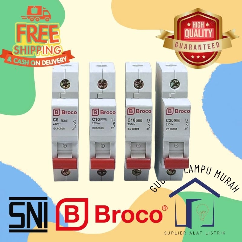 Jual MCB 1P 20A 17320C Broco SNI MCB 20A Broco Original | Shopee Indonesia