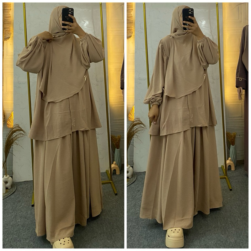 Jual SELLY ONESETROK + HIJAB NEW‼️hijab oval setrok oversized oneset ...