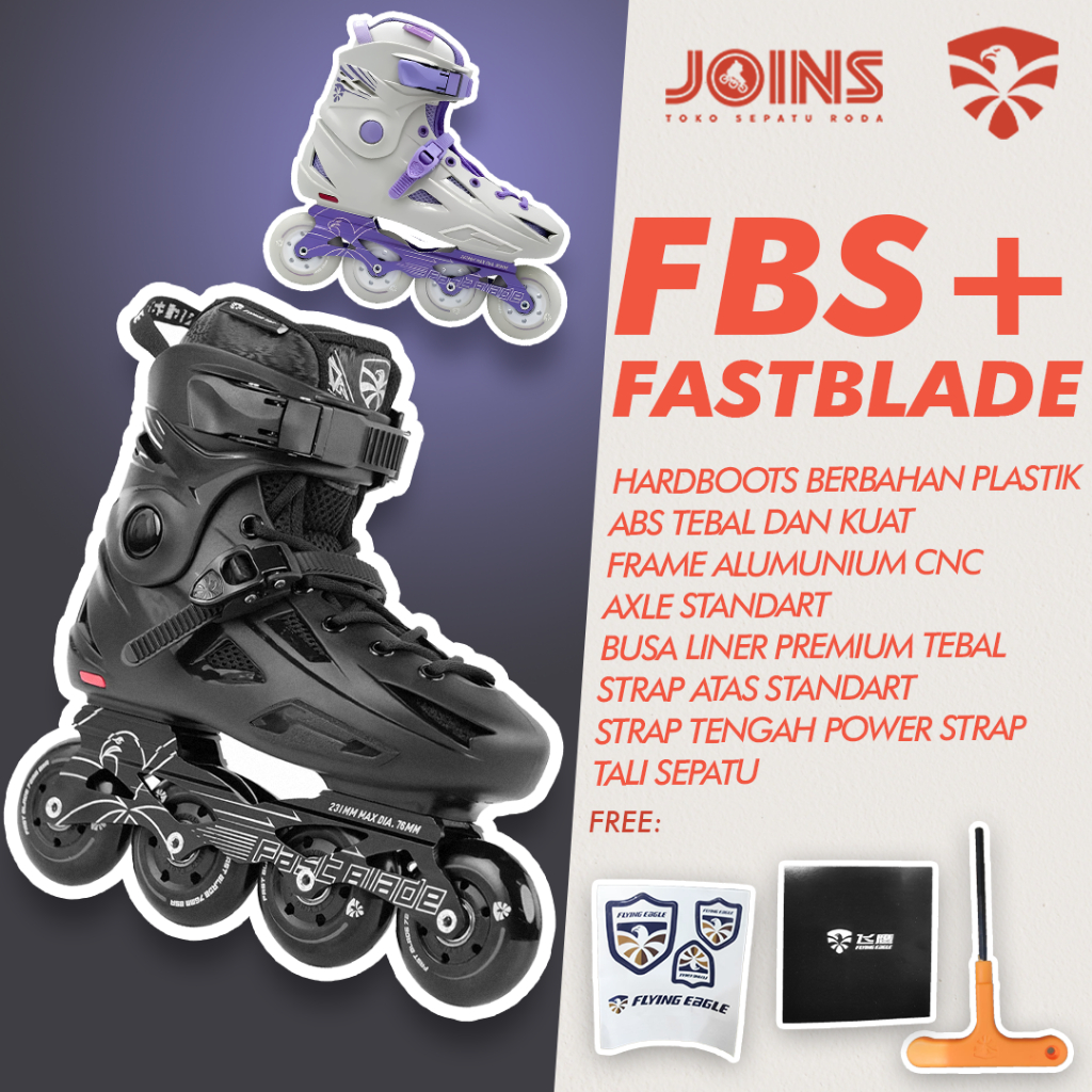 Jual Sepatu Roda Inline Skate Flying Eagle FBS+ Fastblade Black ...